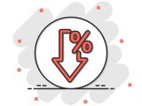Premium Vector Decline Arrow Icon In Comic Style Decrease Cartoon
