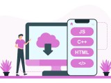 Premium Vector Developer Working On Cloud Using Coding Languages
