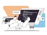 Premium Vector Programmer Writing Code For Computer App Engineering