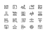 Premium Vector Programming Code Line Icons Binary Hex And Machine