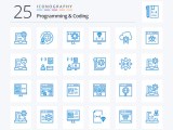 Premium Vector Programming And Coding 25 Blue Color Icon Pack