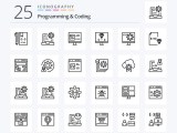 Premium Vector Programming And Coding 25 Line Icon Pack Including