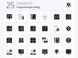 Premium Vector Programming And Coding 25 Solid Glyph Icon Pack