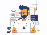 Software Developer Debugging Code Flat Design Concept Premium Ai