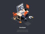 Premium Vector Software Development Coding Process Concept Man