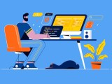 Premium Vector Young Programmer Concentrated At Working Project