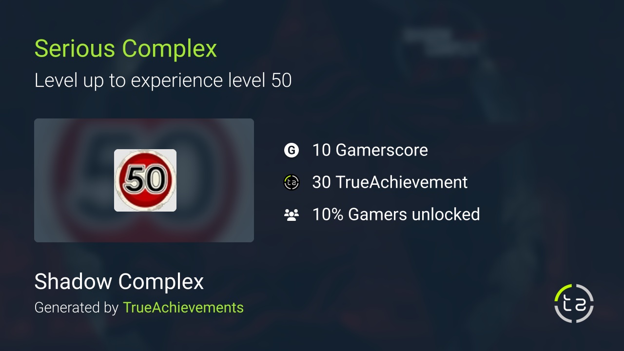 Serious Complex Achievement In Shadow Complex