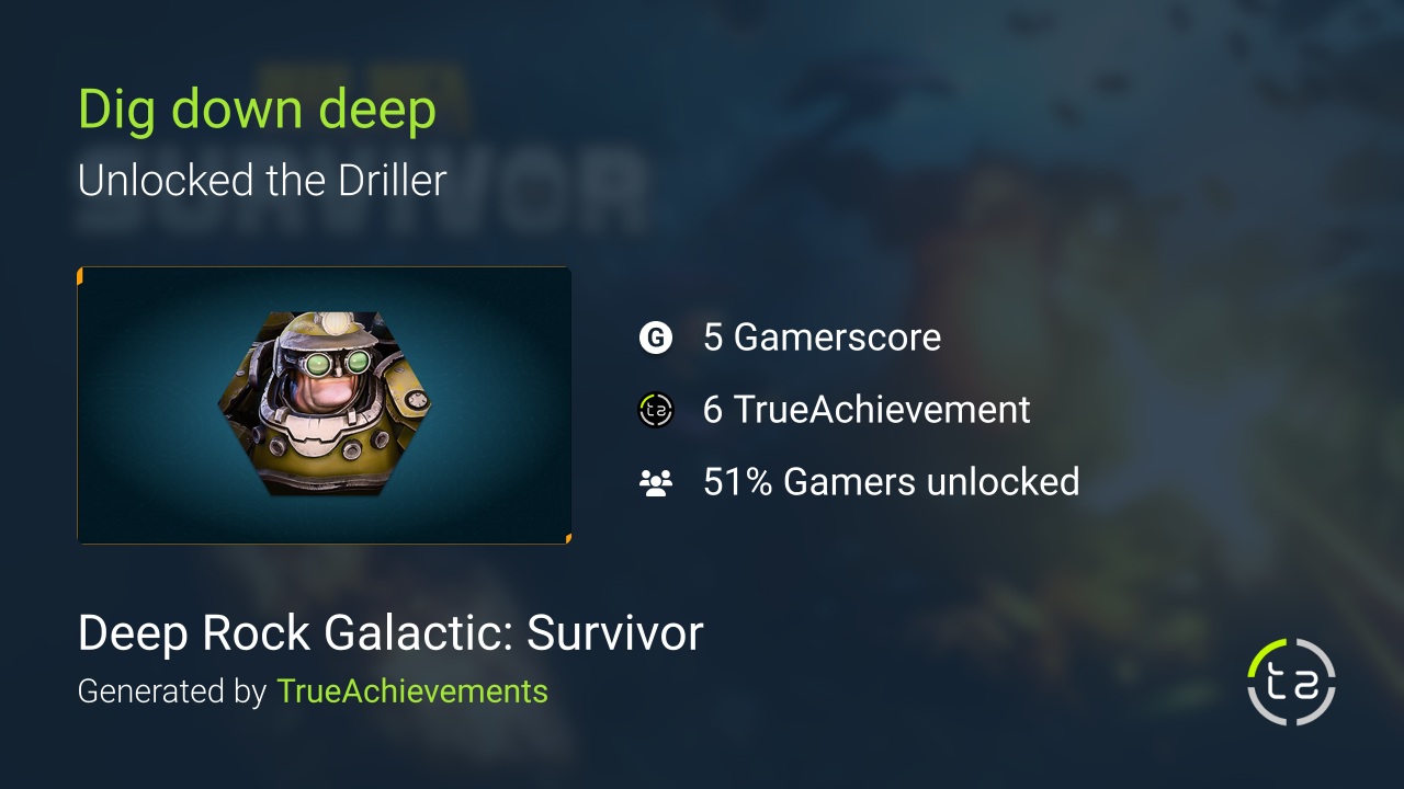Dig Down Deep Achievement In Deep Rock Galactic Survivor