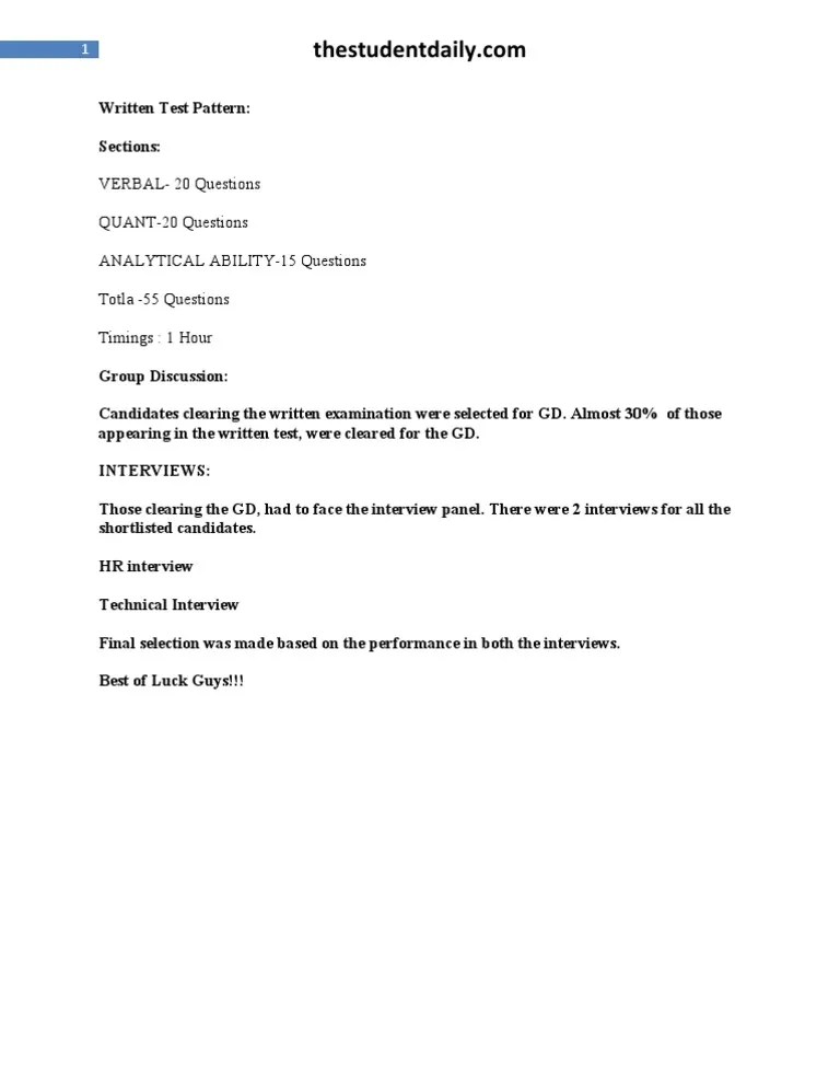 Accenture Written Test Pattern PDF | PDF | Career & Growth | Business