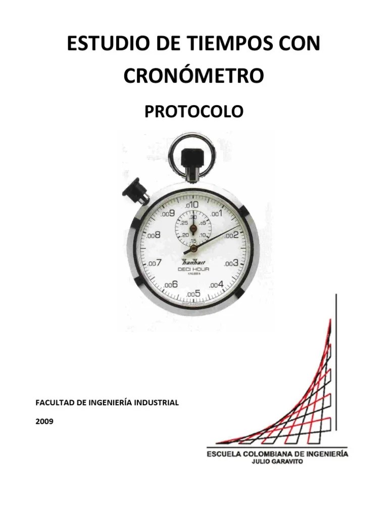 Estudio De Tiempos Con Cronómetro Pdf Medición Laboratorios