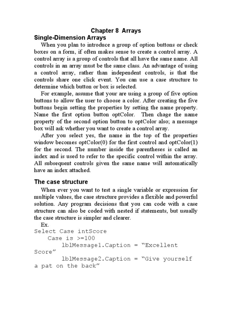 Chapter 8 Arrays Pdf