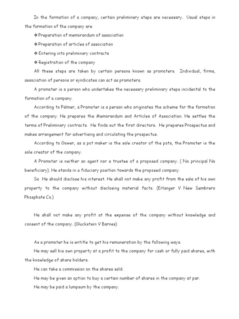 Promoter Of A Company | PDF | Prospectus (Finance) | Fiduciary