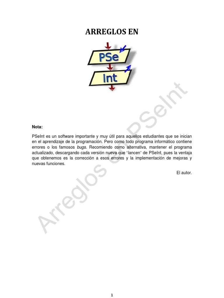 Pseint Arreglos | PDF | Estructura De Datos De Matriz | Matriz ...