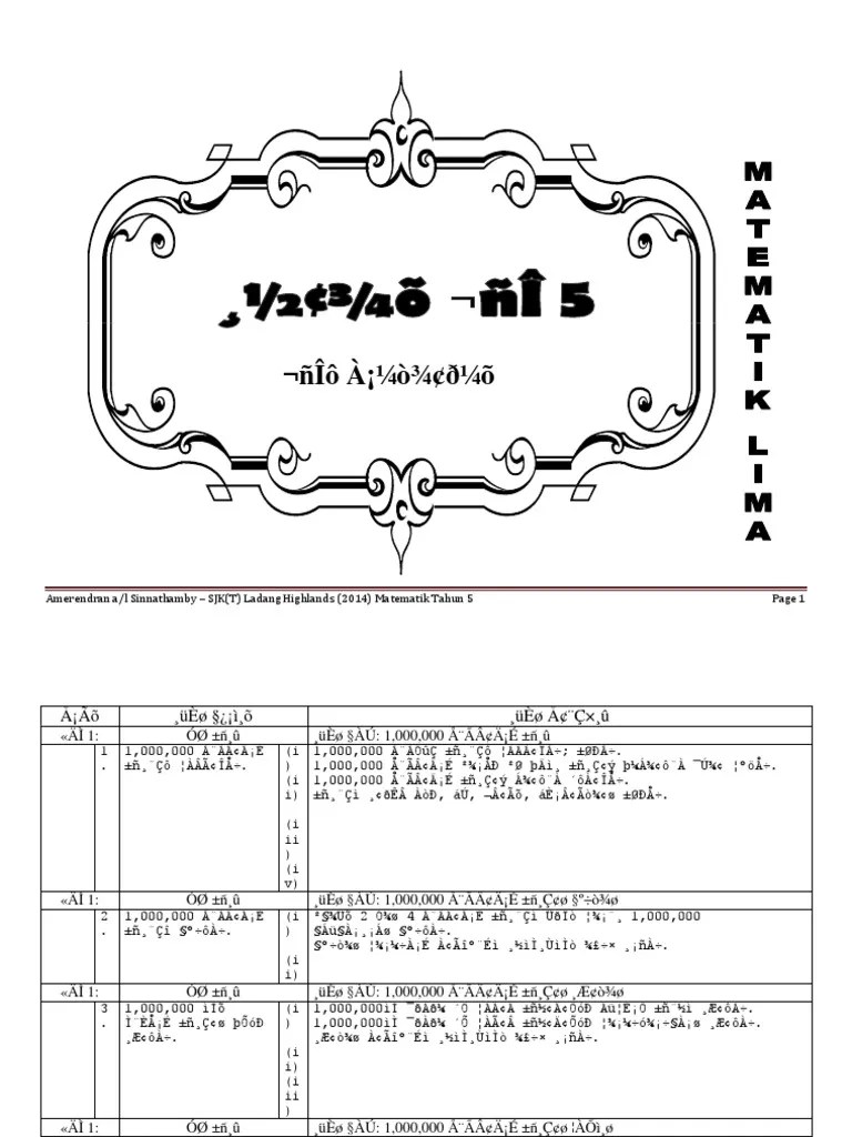 Amerendran A L Sinnathamby Sjk T Ladang Highlands 2014 Matematik