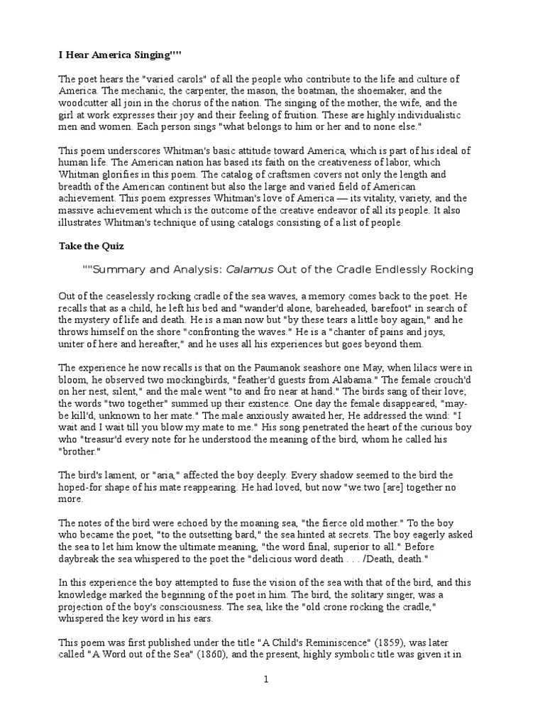 I Hear America Singing | PDF | Evil | Poetry