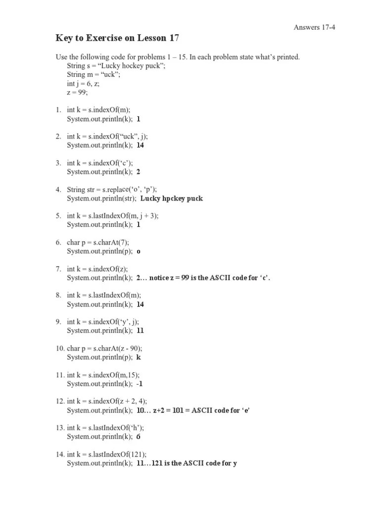Lesson 17 Exercises Answers Part 1 Pdf Computers Technology