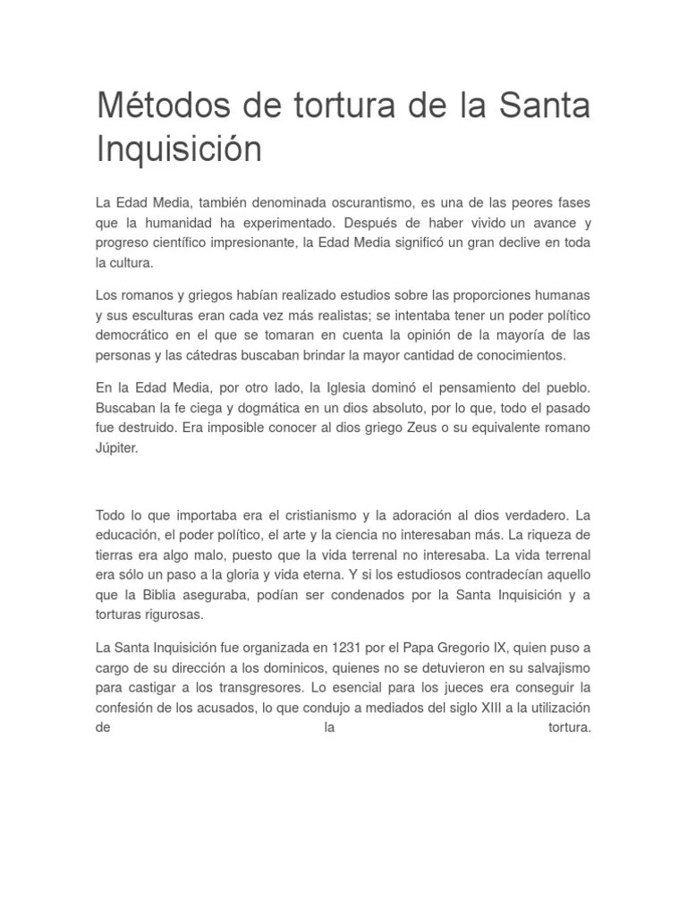 Métodos De Tortura De La Santa Inquisición | PDF | Inquisición | Baja ...