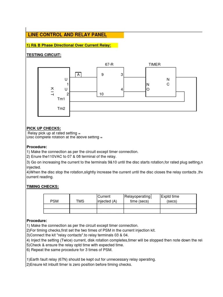 Relay Testing Procedure Pdf Pdf Science Mathematics