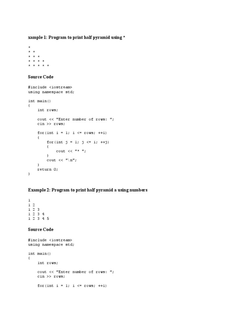 C Pyramid And Inverted Patterns Pdf Software Development
