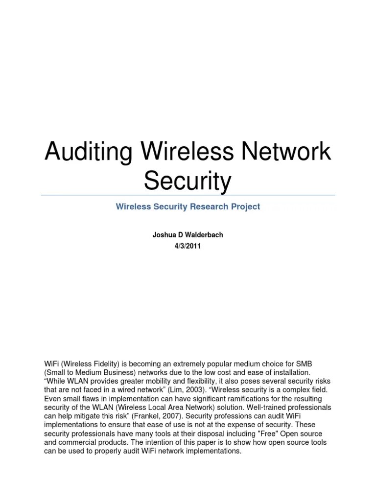 Wireless Network Security Audit Guide Pdf Wireless Lan Wireless