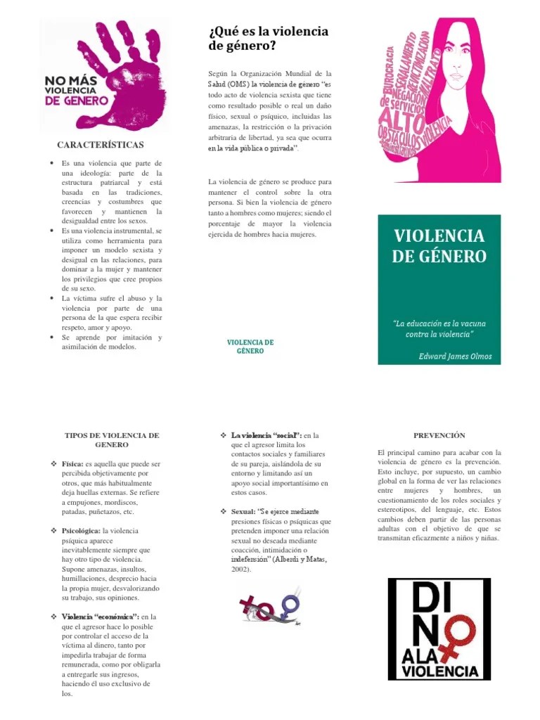 Folleto Sobre Violencia De Género Pdf La Violencia Contra Las