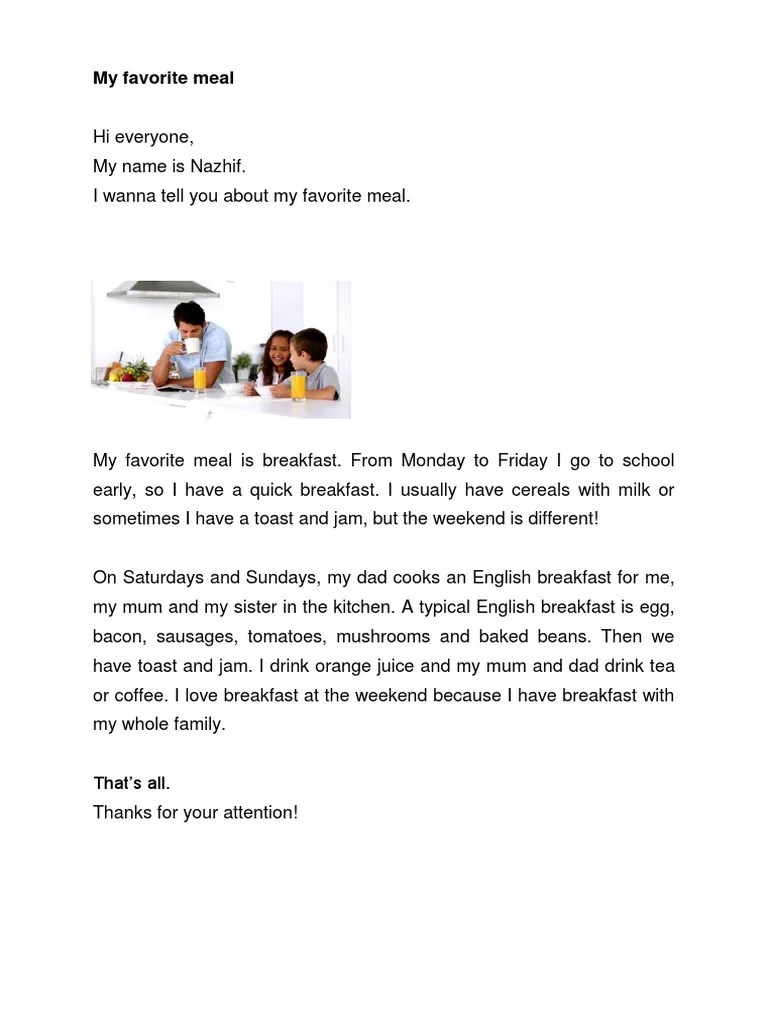 My Favorite Meal | PDF