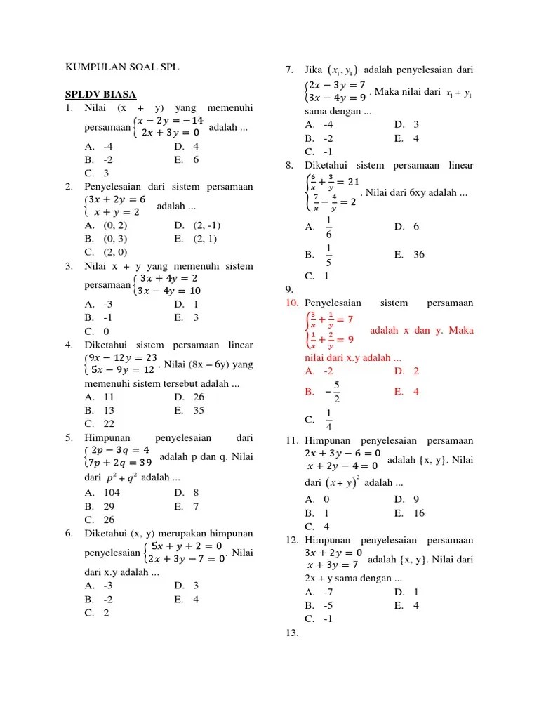 Kumpulan Soal Spl Pdf