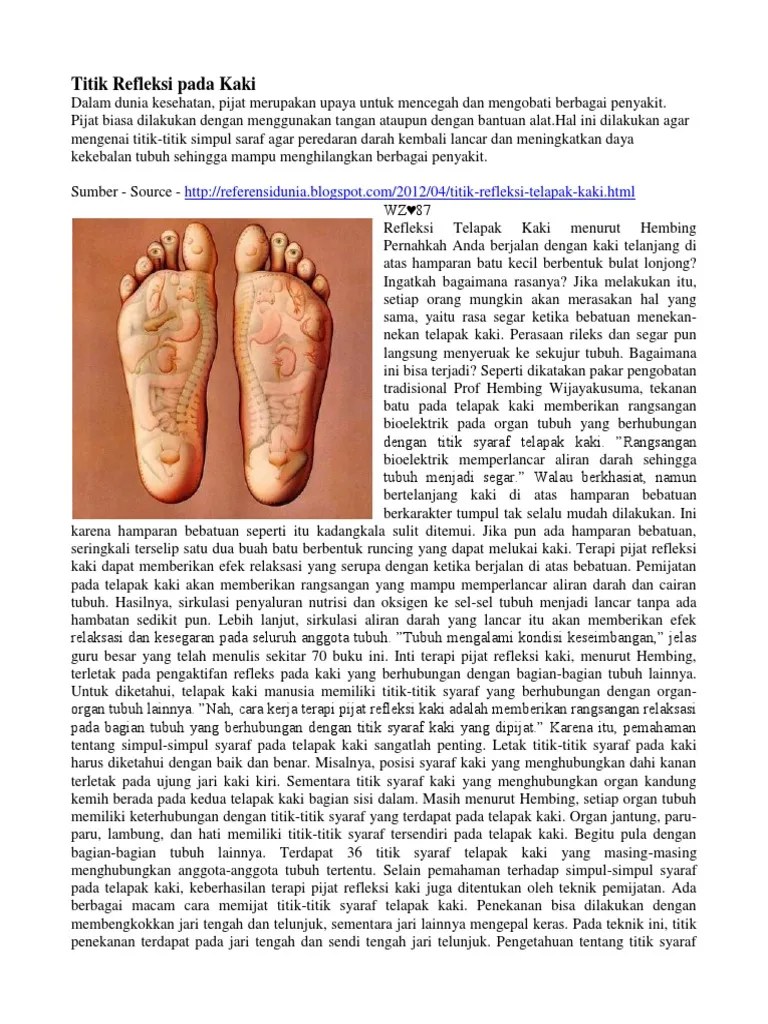 Titik Refleksi Pada Kaki Dalam Dunia Kesehatan | PDF
