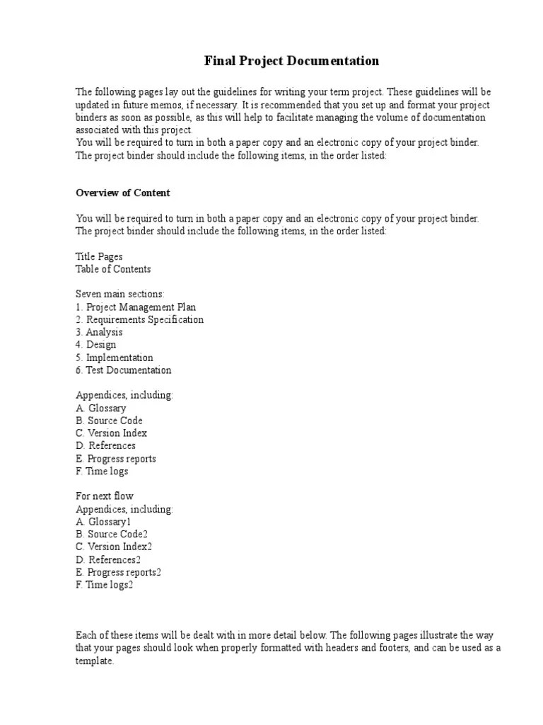 Final Project Documentation Overview Of Content Pdf Specification