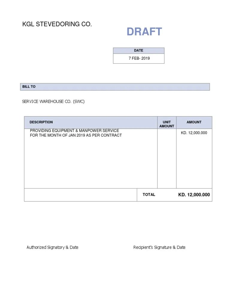 Draft Invoice Pdf
