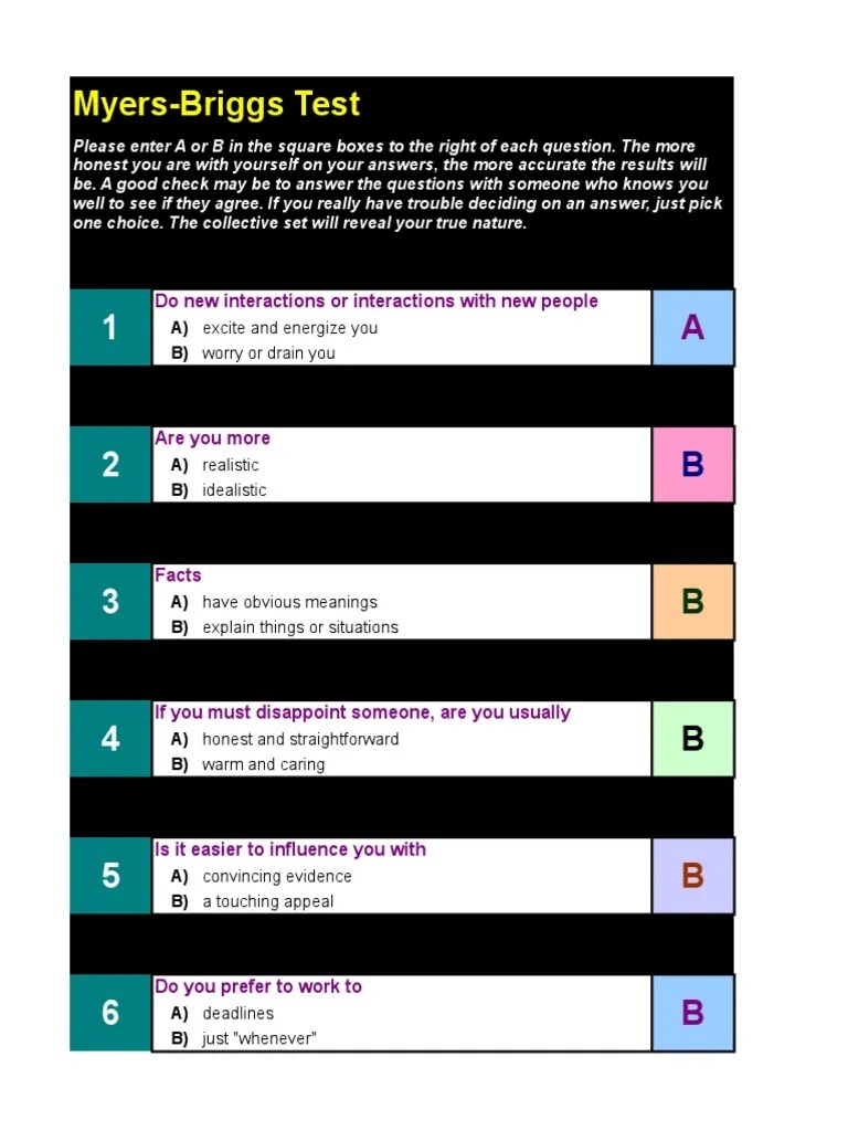 Mbti Test Pdf Psychology Psychological Concepts
