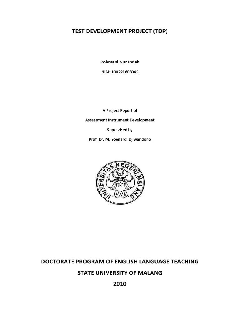 Test Development Project Tdp Pdf Question Reading Comprehension