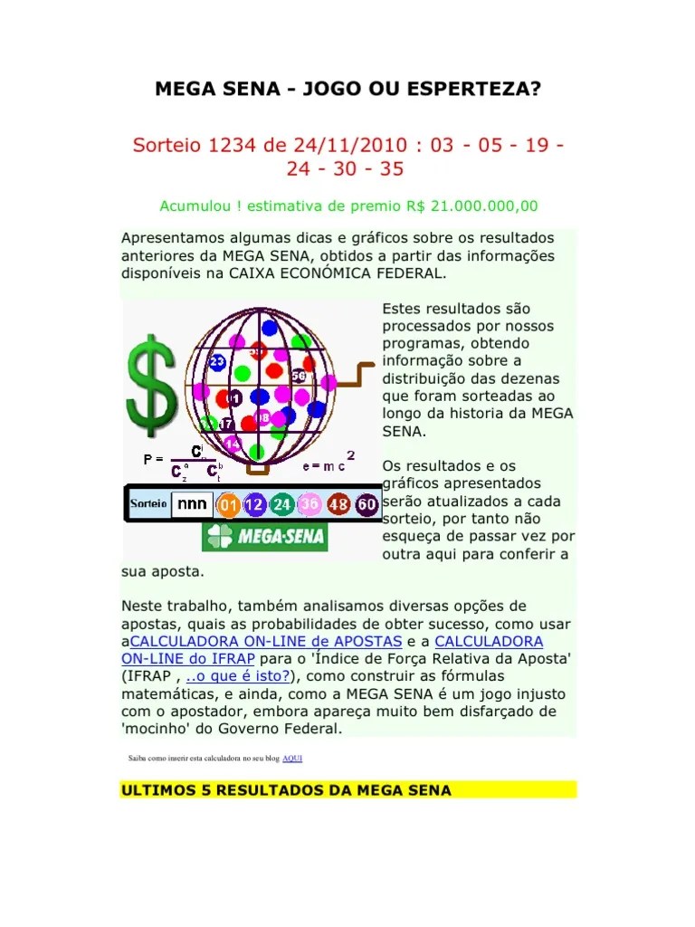 Mega Sena | PDF | Ensino De Matemática | Jogos E Loterias