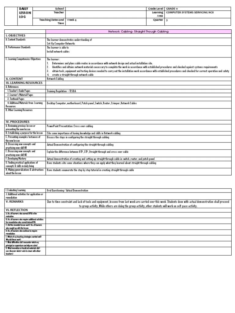 Coc2 Week 4 Straight Through Cabling Pdf Career Growth Computers