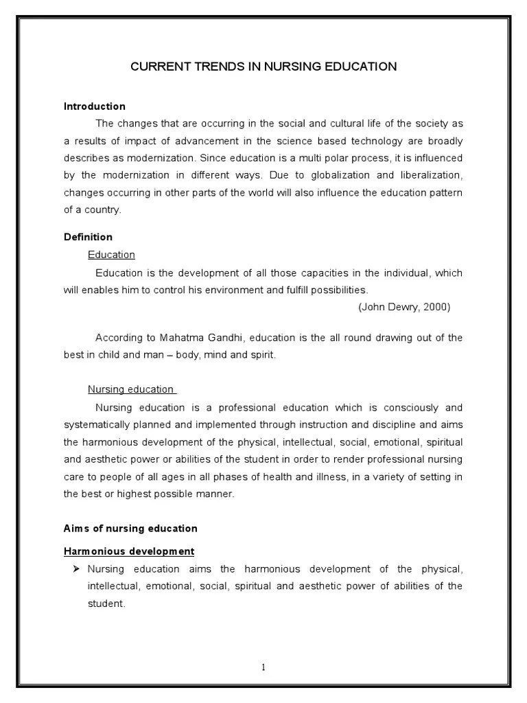 Trends In Nursing Education Pdf