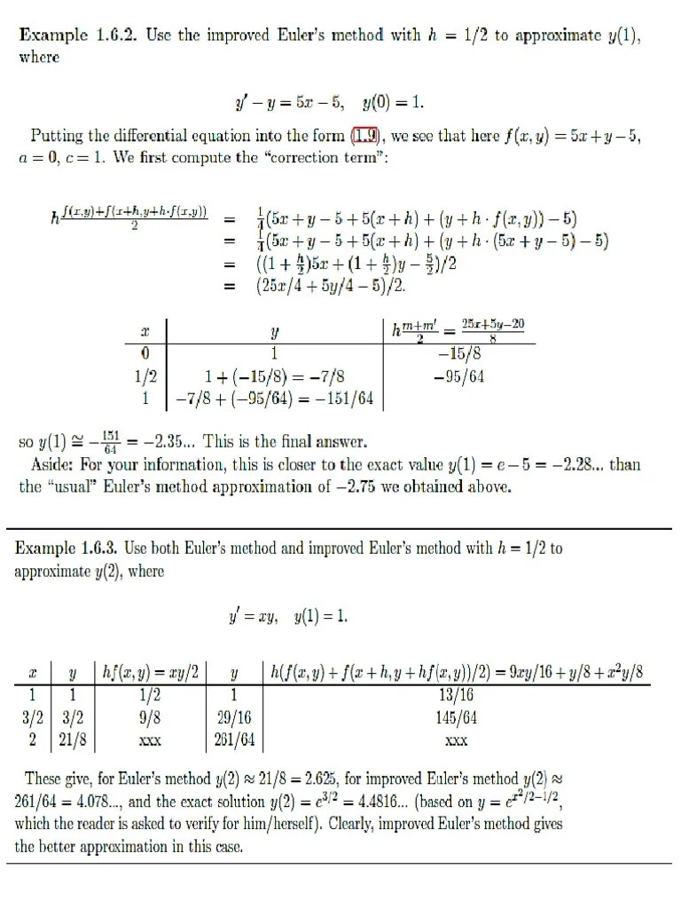 Improved Euler S Method Problems Pdf