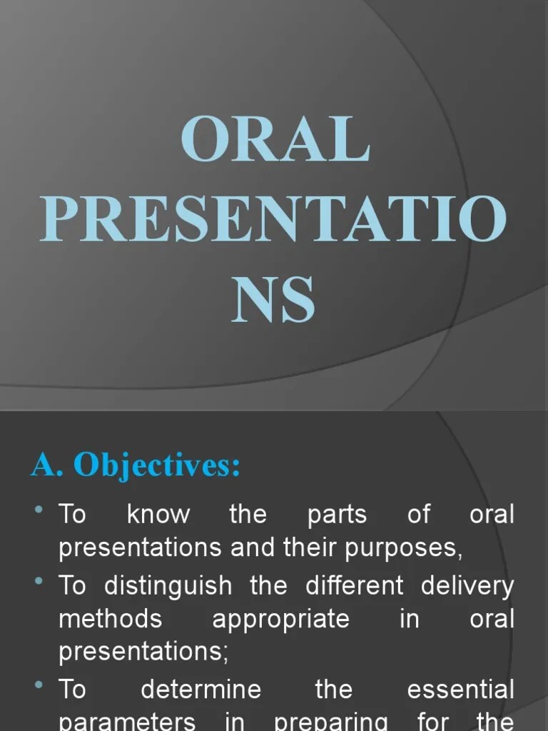 Oral Presentations Pdf