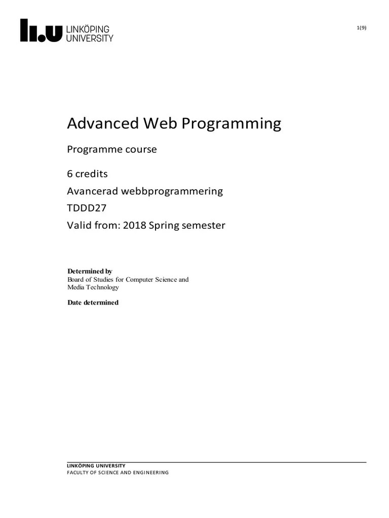 Advanced Web Programming Syllabus Pdf Test Assessment Web