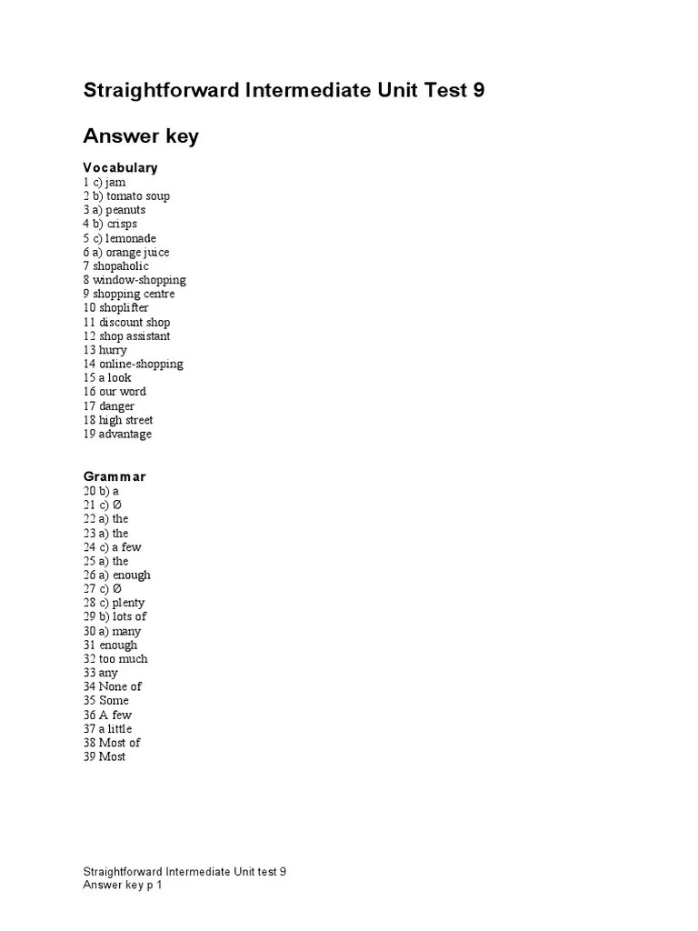 Unit Test 9 Key Pdf