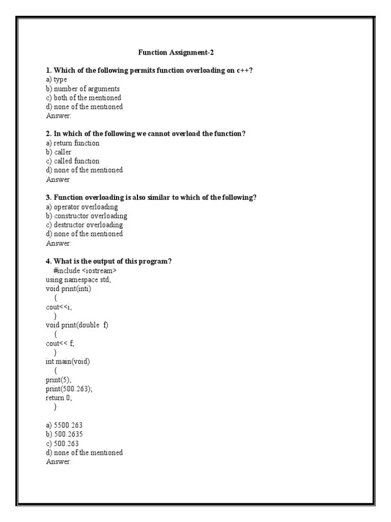 Function Assignment 2 Pdf Parameter Computer Programming Subroutine