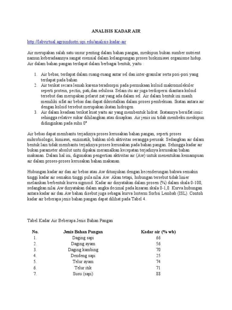 Analisis Kadar Air Pdf Sains Matematika