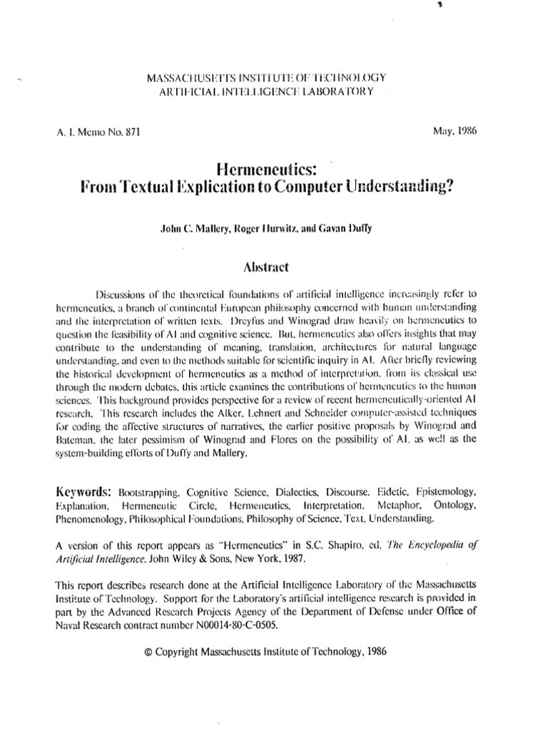 Hermeneutics From Textual Explication To Computer Understanding Pdf