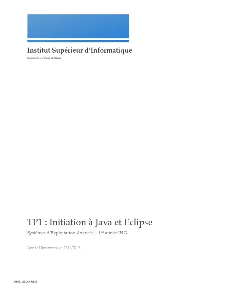 Initiation à Java Et Eclipse Pdf Java Langage De Programmation