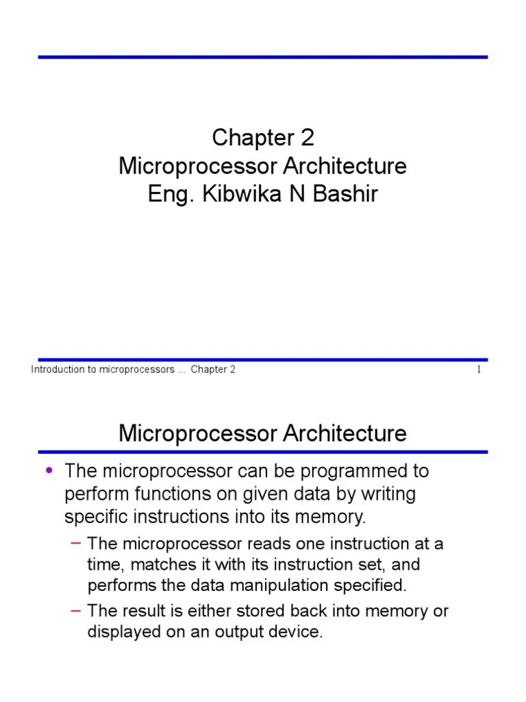 Microprocessor Architecture Eng Kibwika N Bashir Introduction To