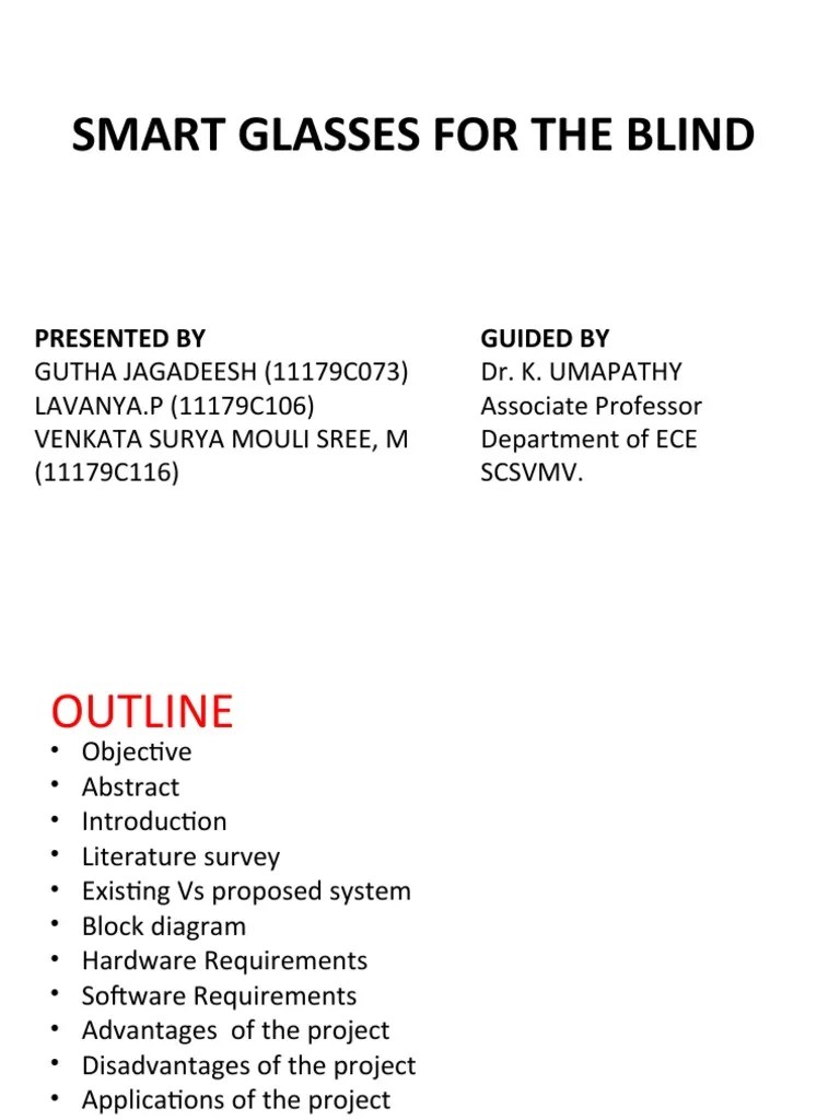 Smart Glasses For The Blind | PDF | Visual Impairment | Glasses