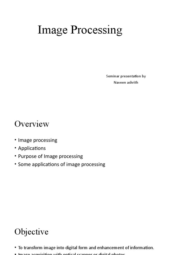 Image Processing Applications Overview Pdf