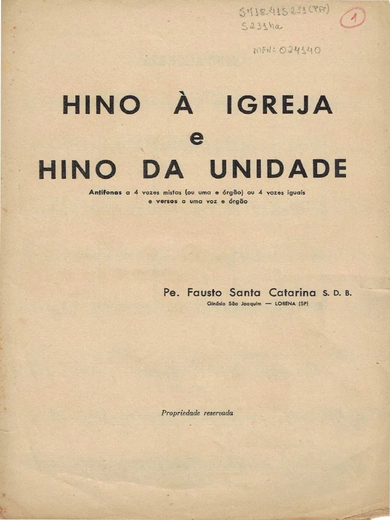 Hino Igreja E Hino Da Unidade - Pe. Fausto Santa Catarina | PDF