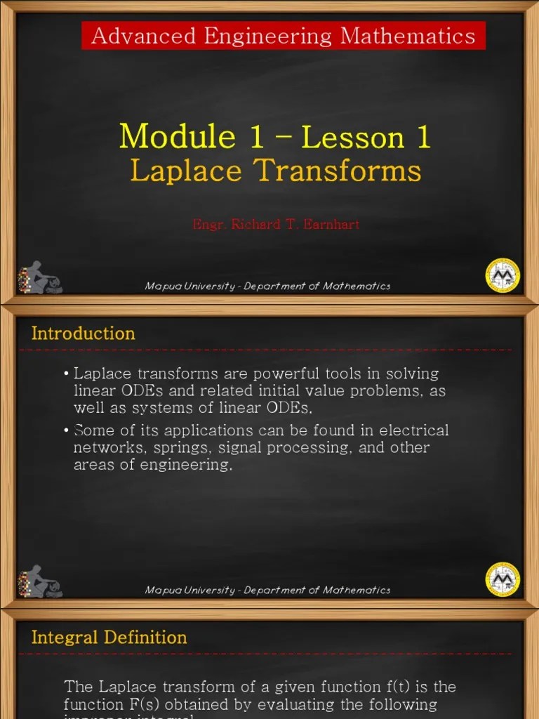 Module 1 Lesson 1 Laplace Transform | PDF | Laplace Transform | Electronics