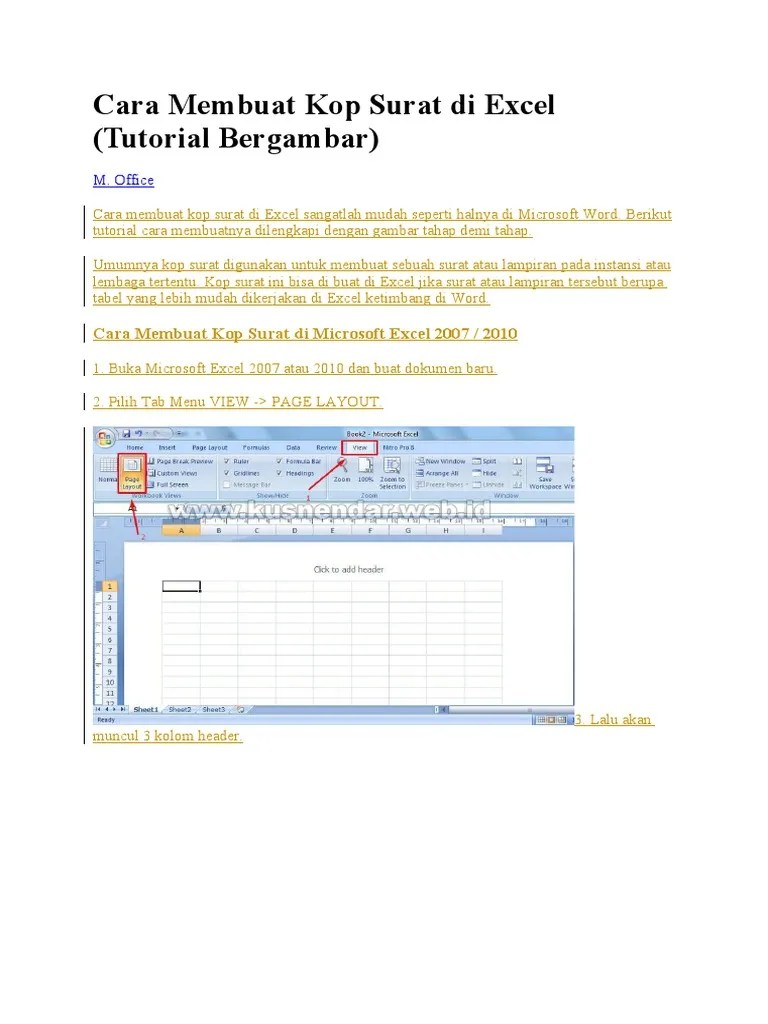 Cara Membuat Kop Surat Di Excel | PDF
