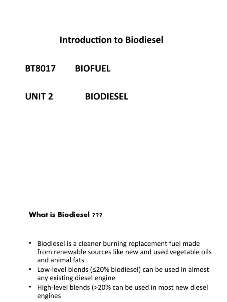Biofuel Unit 2 Pdf Biodiesel Diesel Fuel